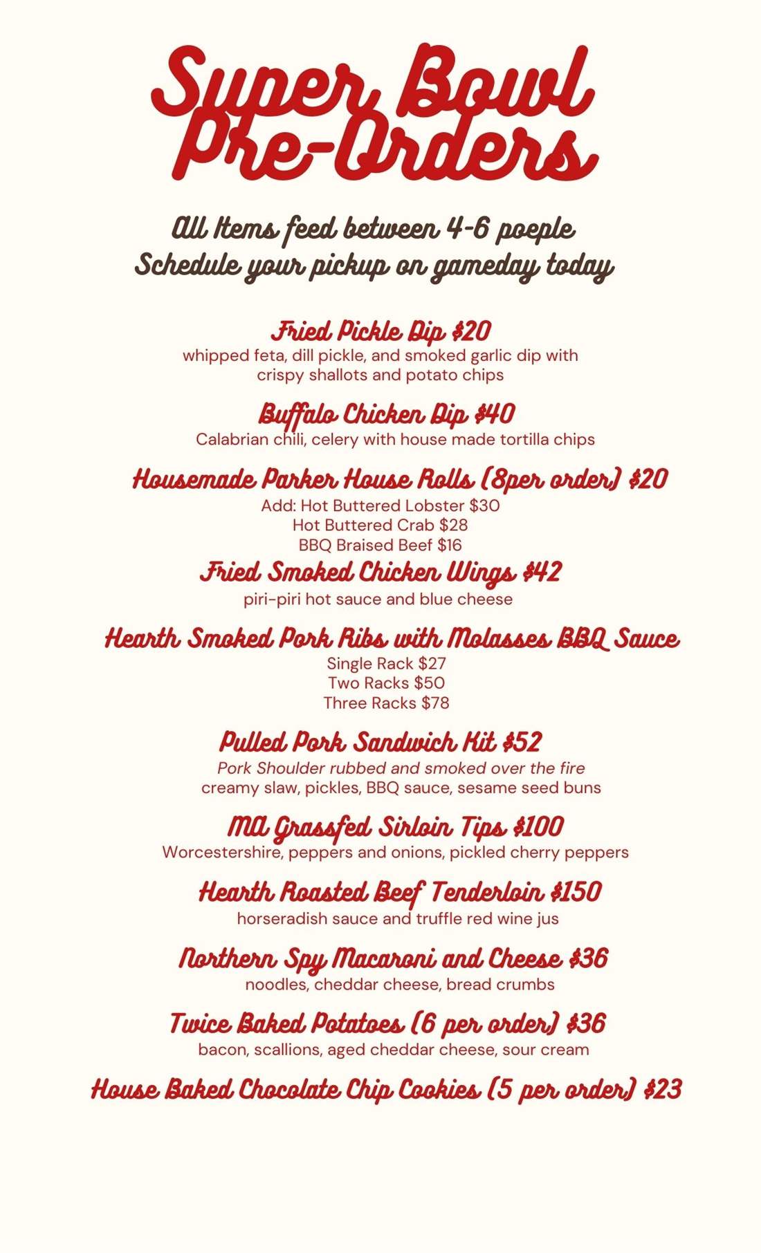 Canton, MA Restaurant | Super Bowl Pre-Order | Northern Spy